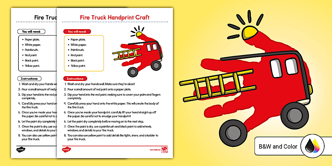 Fire Truck Handprint Craft