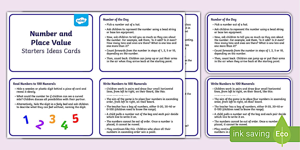 Number and Place Value Starters Ideas Cards - Twinkl