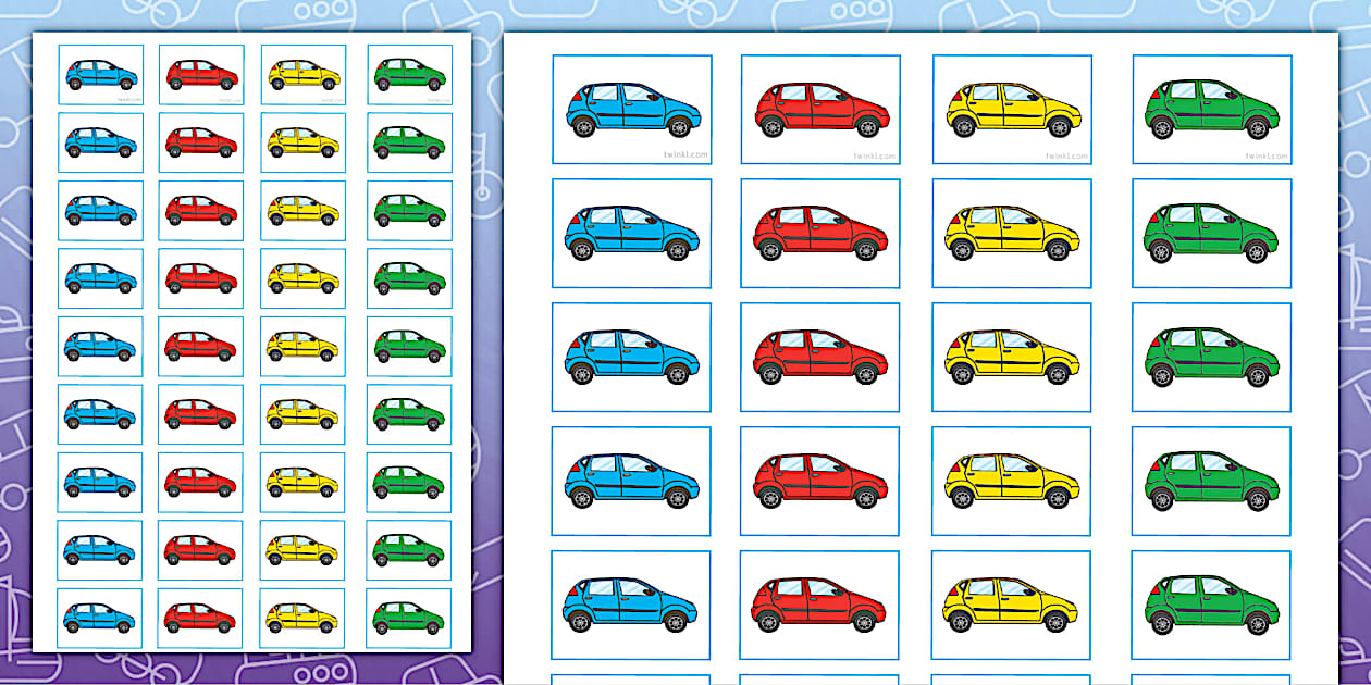 Mașini colorate – Jetoane pentru activitate matematică