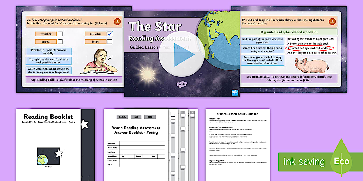 Year 4 Term 1 Poetry Reading Assessment Guided Lesson Teaching Pack