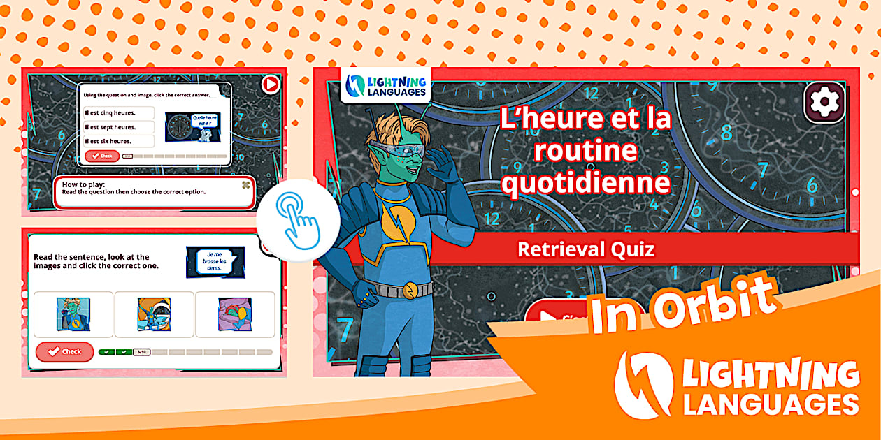 👉 French | In Orbit | Time & Routine Interactive Retrieval Quiz- Twinkl