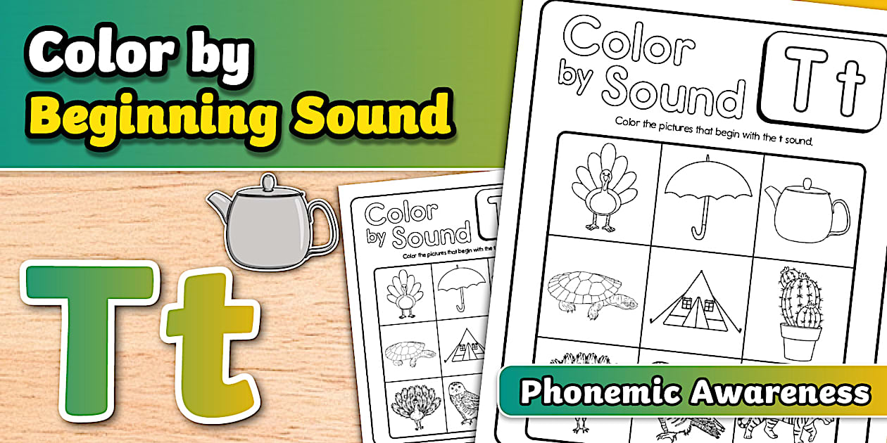 Color by Beginning Sound: Letter t Worksheet (teacher made)