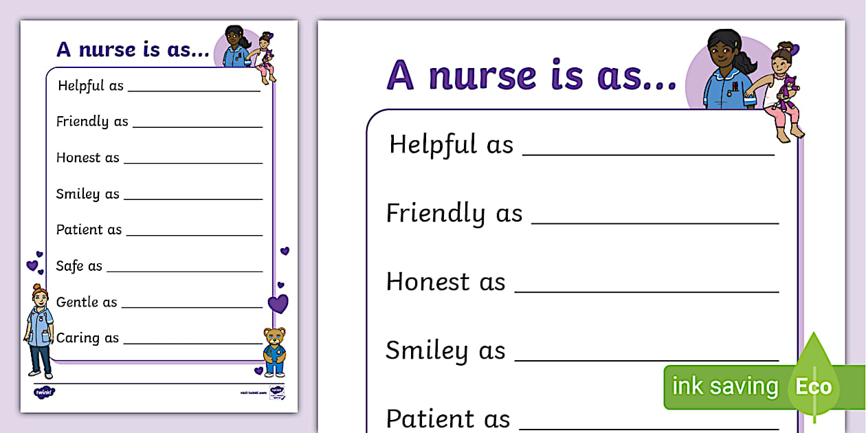 Nurse Simile Poem Writing Template - Twinkl