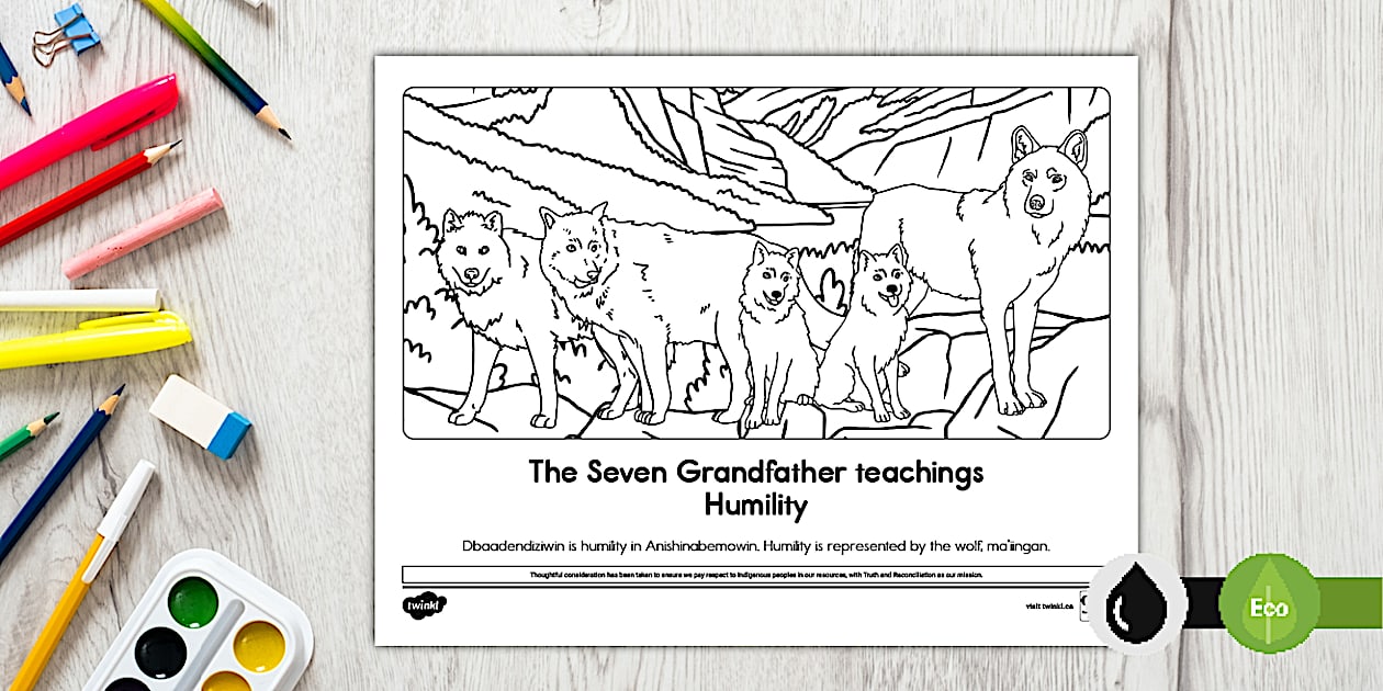 The Seven Grandfather Teachings: Colouring Page for Humility