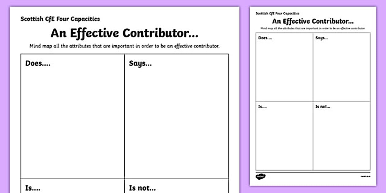 Scottish Curriculum for Excellence Four Capacities Effective Contributors