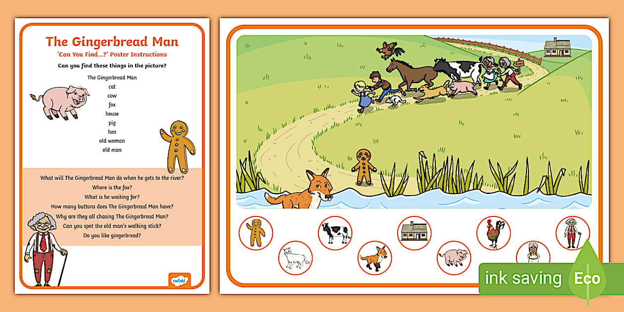 The Gingerbread Man Can You Find...? Poster and Prompt Card