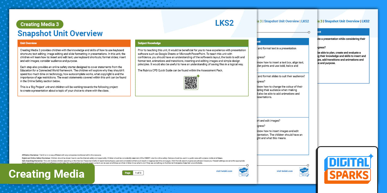 Digital Sparks: Creating Media 3: Snapshot Unit Overview