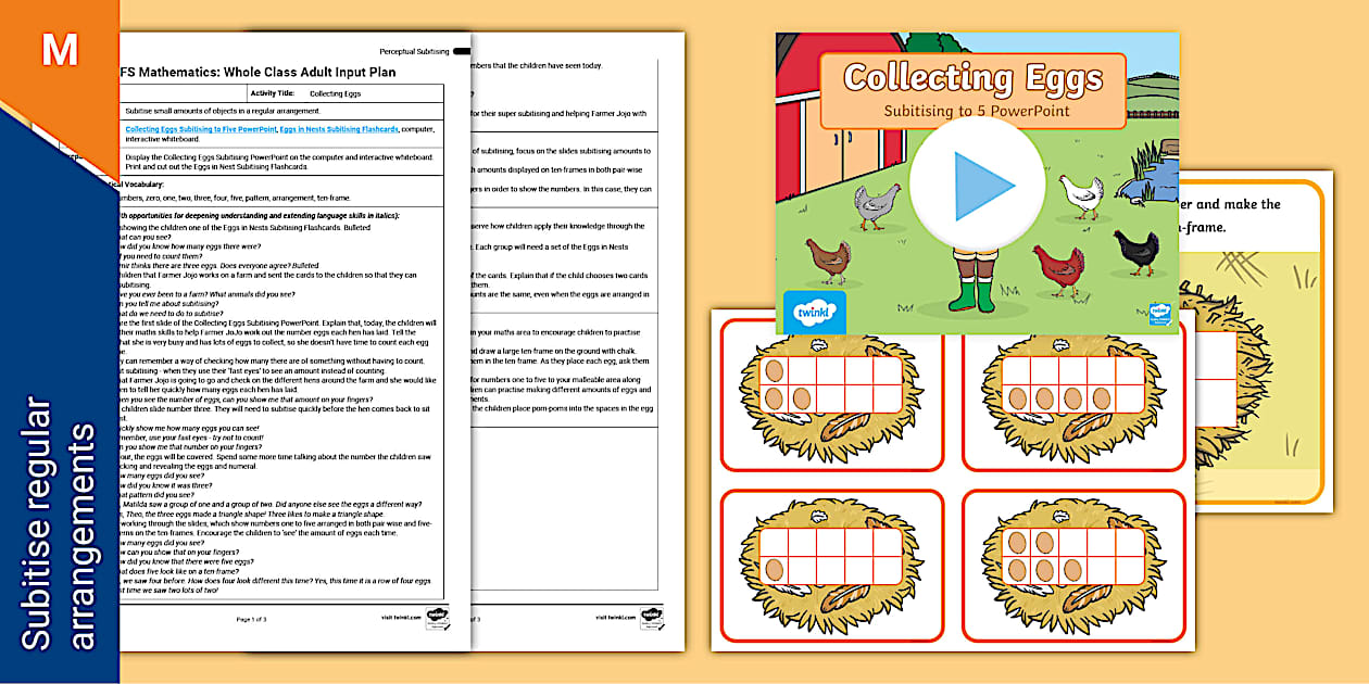 EYFS Maths Subitising Eggs Adult Input Plan & Resource Pack