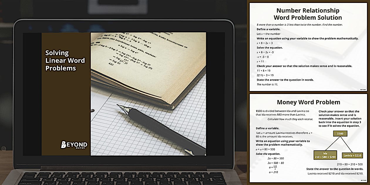 Solving Linear Word Problems Presentation - Twinkl Maths