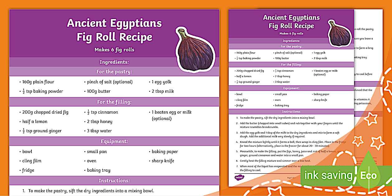 Ancient Egyptians Fig Roll Recipe (teacher made) - Twinkl