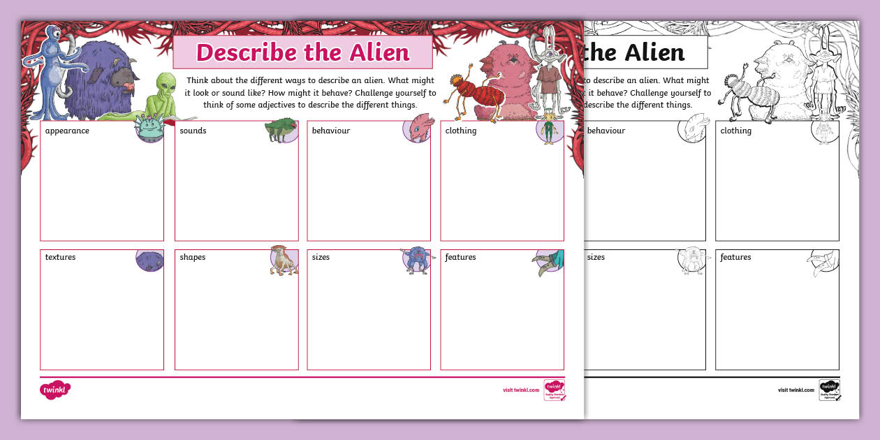 KS2 Alien Adjectives Worksheet - Twinkl
