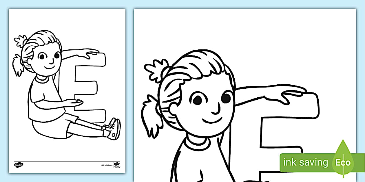Letter E People Colouring Page | Activity Sheets | Twinkl