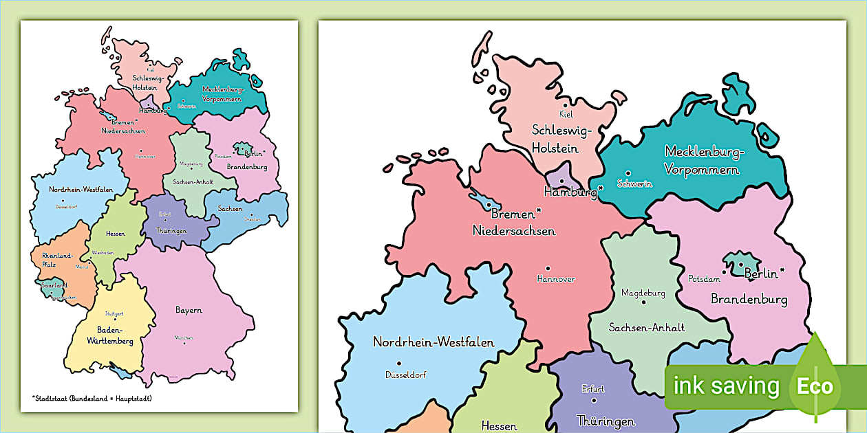 Deutsche Bundesländer und ihre Hauptstädte – Poster