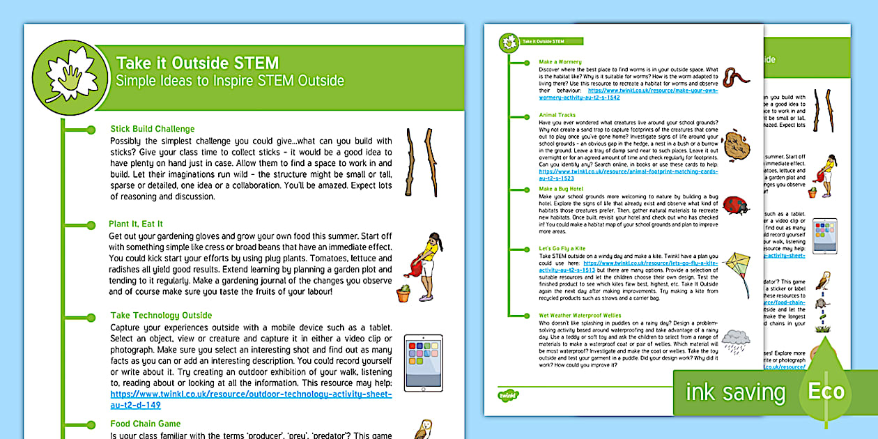 Take It Outside: Teaching Ideas STEM Activity and Resources