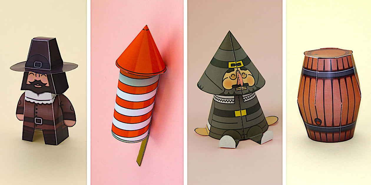 Simple 3D Bonfire Night Paper Crafts (teacher made) - Twinkl