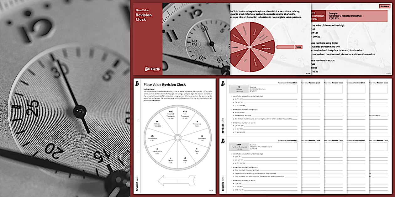 👉 Place Value Revision Clock Worksheet (teacher made)