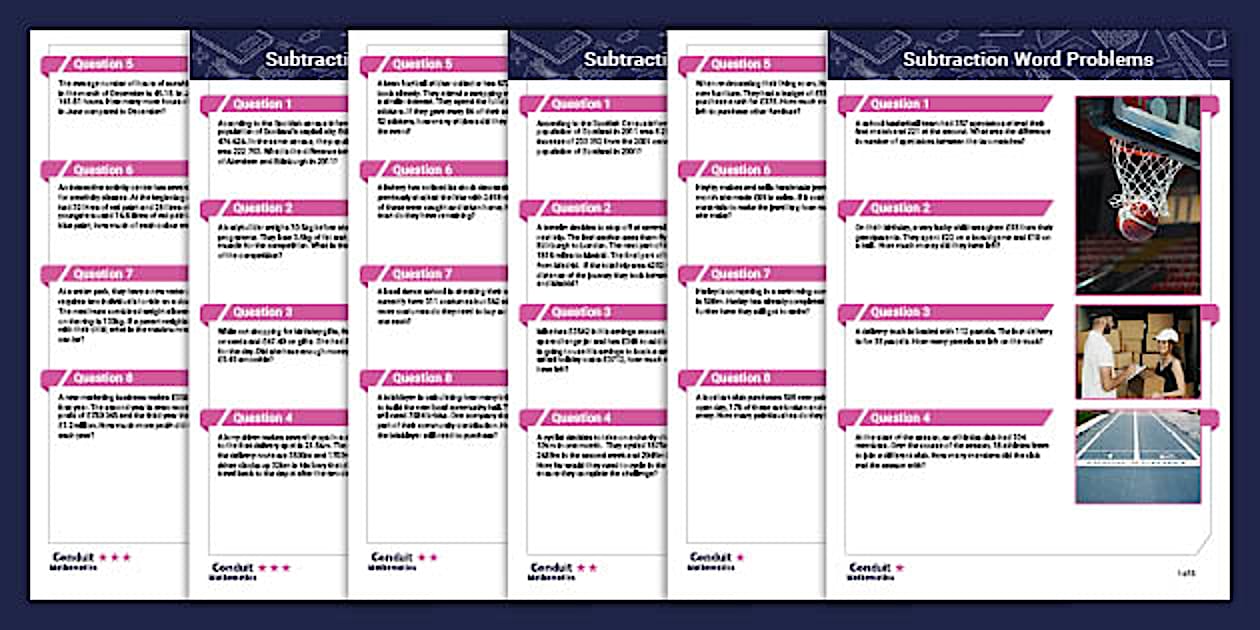 Differentiated Subtraction Word Problems (teacher made)