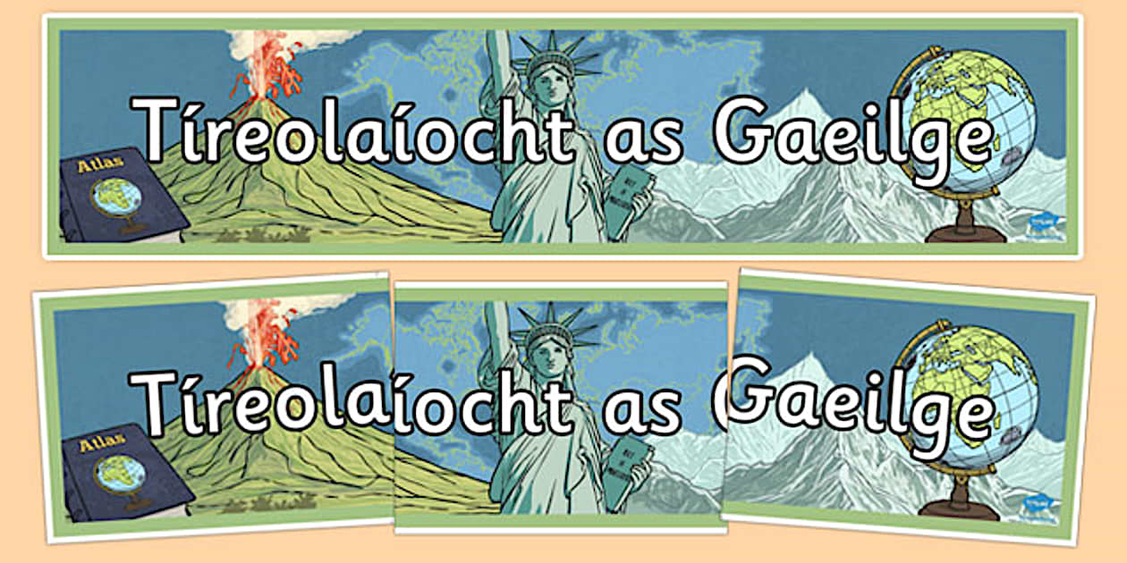 Black and White Irish Geography Banner Gaeilge - Twinkl
