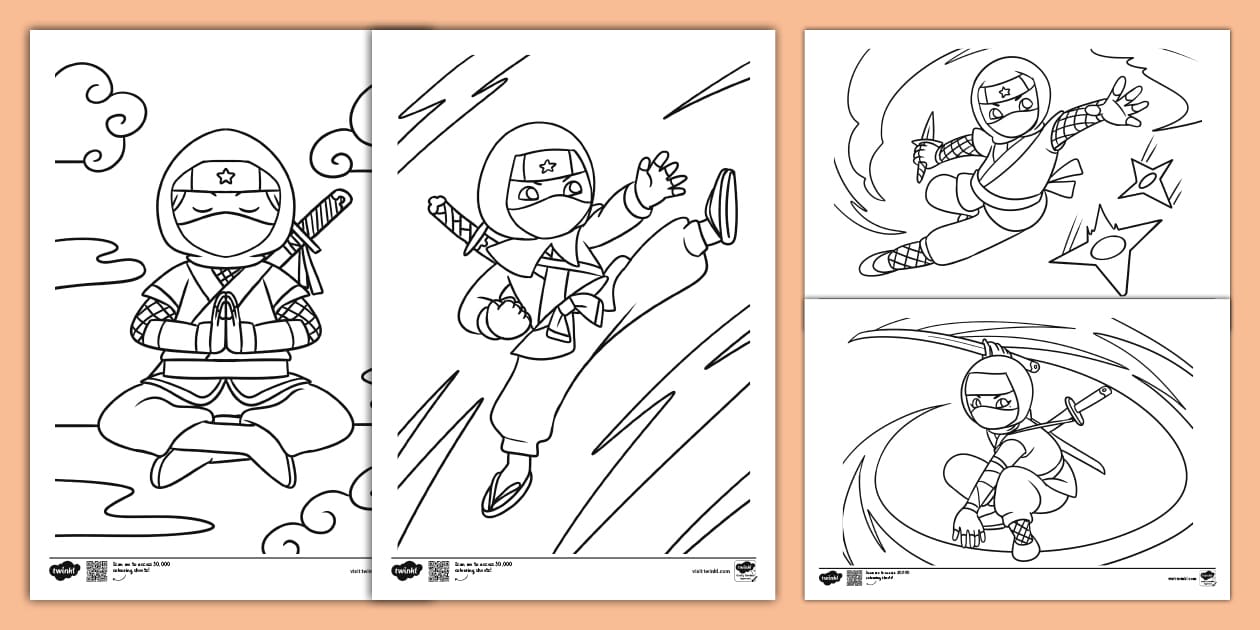 Ninja Colouring Pages (Teacher-Made) - Twinkl