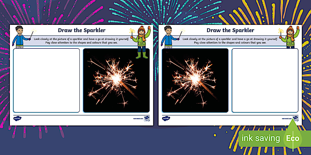 Draw the Sparkler Art Activity (Hecho por educadores)