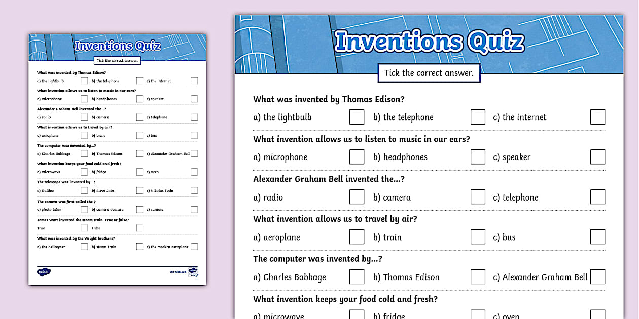 Inventions General Knowledge Quiz (Teacher-Made) - Twinkl