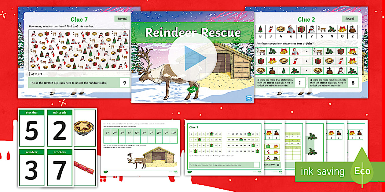 Reindeer Rescue Christmas Escape the Room CfE Second Level Maths Game