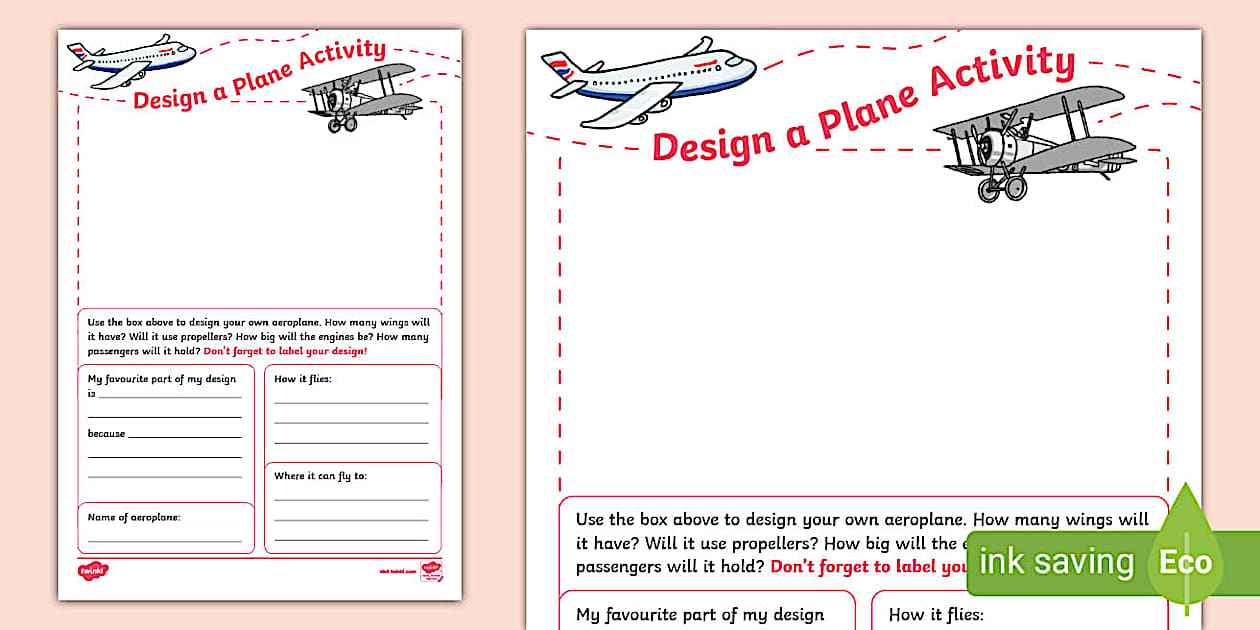 Design a Plane Activity - KS1 - Transport (teacher made)
