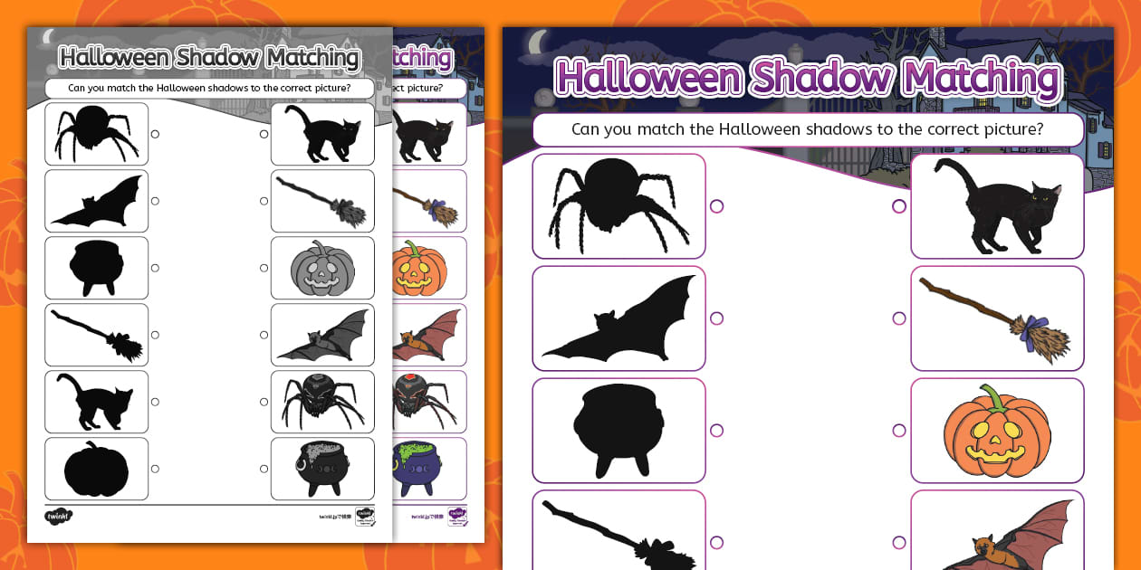 Halloween Shadow Matching activity (Teacher-Made) - Twinkl