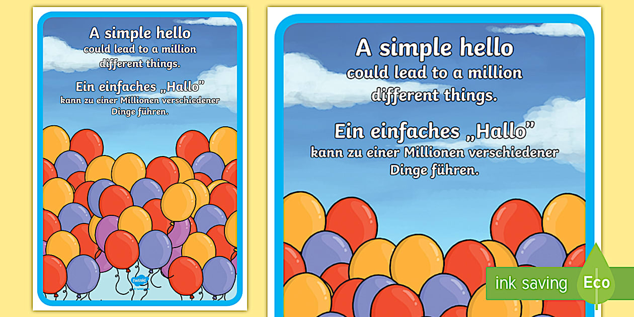 A Simple Hello Motivational Poster English/German - Twinkl