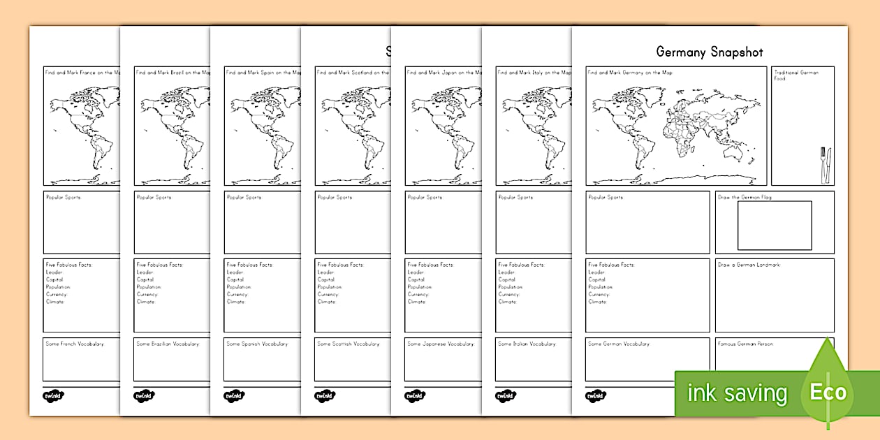 Country Snapshots: Fact File Templates (teacher made)