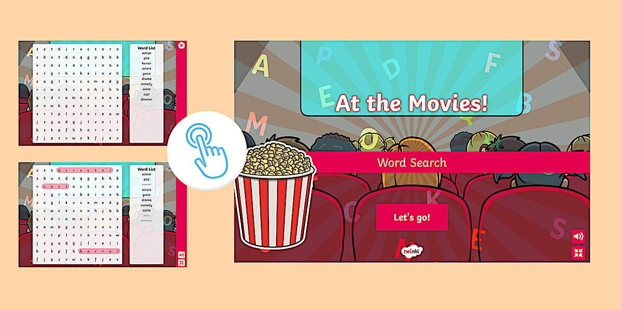 At the Movies! Interactive Word Search (teacher made)
