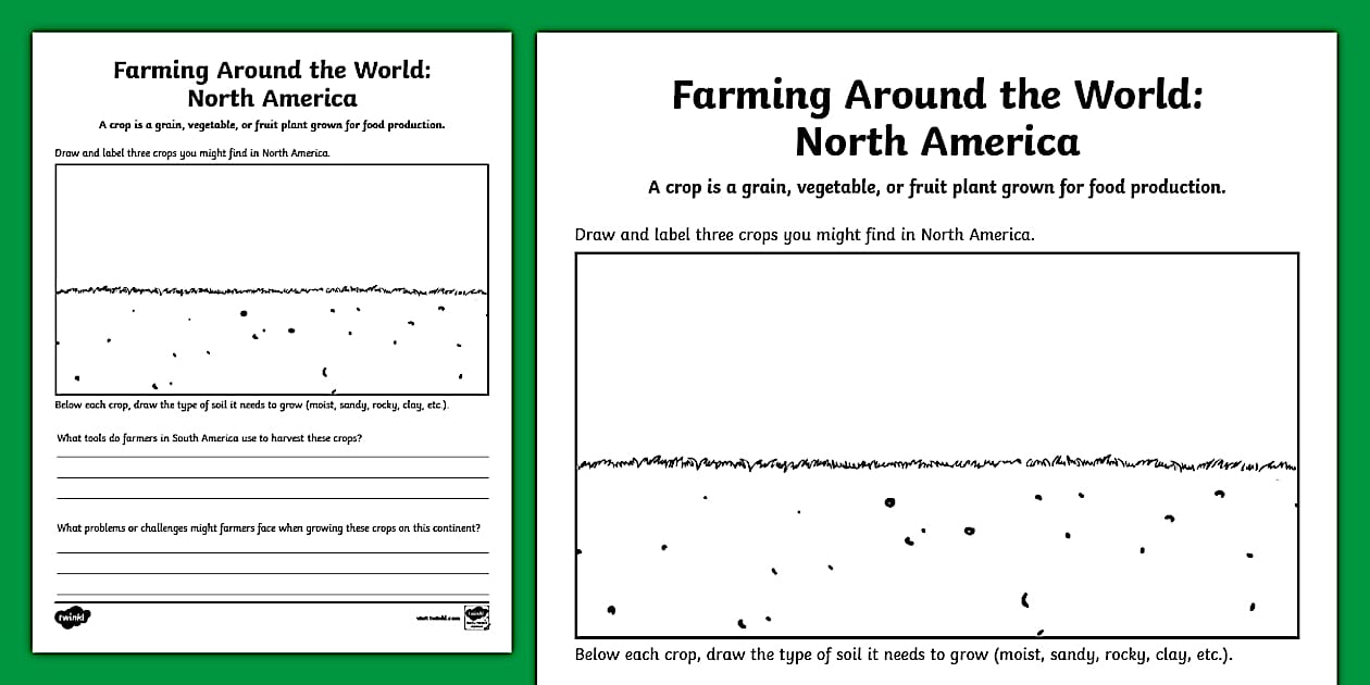 Farming in North America Research Worksheet (teacher made)
