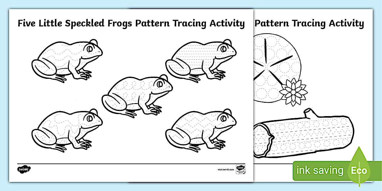 Five Little Speckled Frogs Pattern Tracing Activity - Twinkl