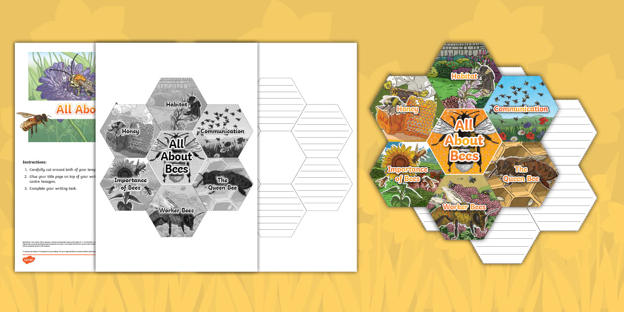 Bees Hexagon Writing Template - Twinkl Writing Frames