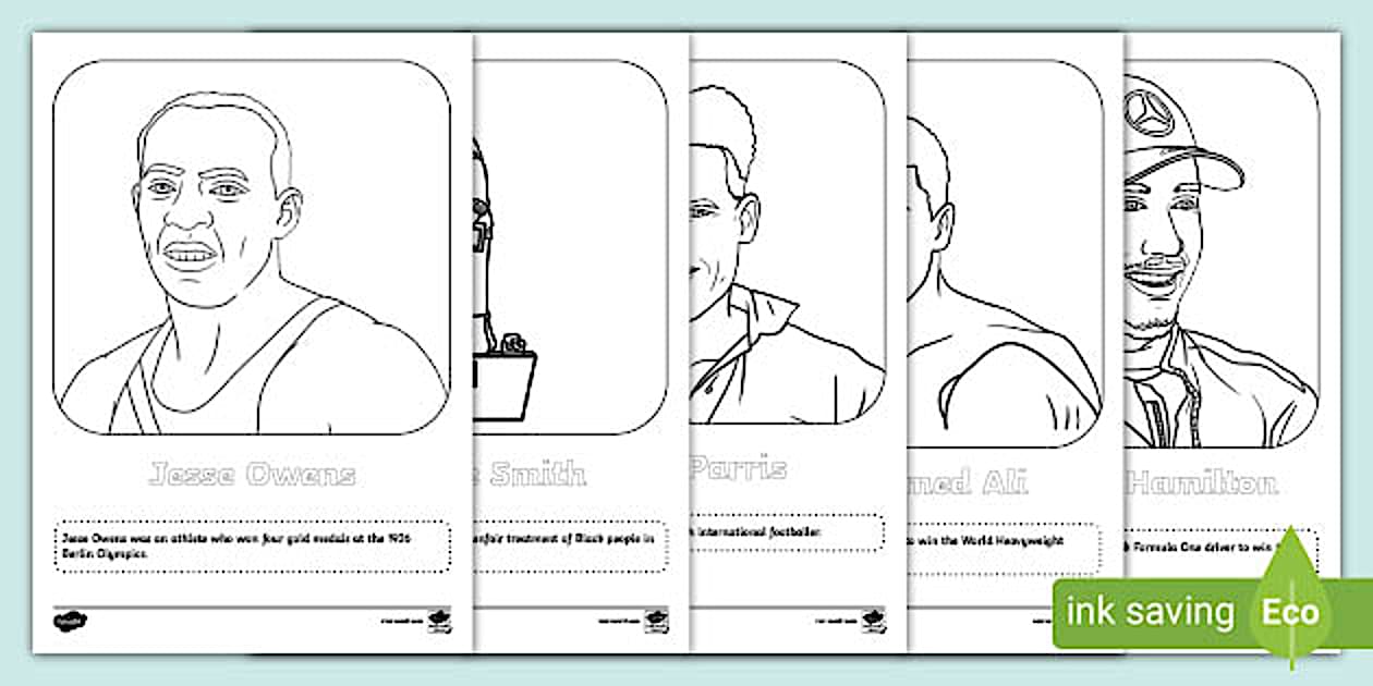 KS1 Black History Month Sports Personalities Colouring