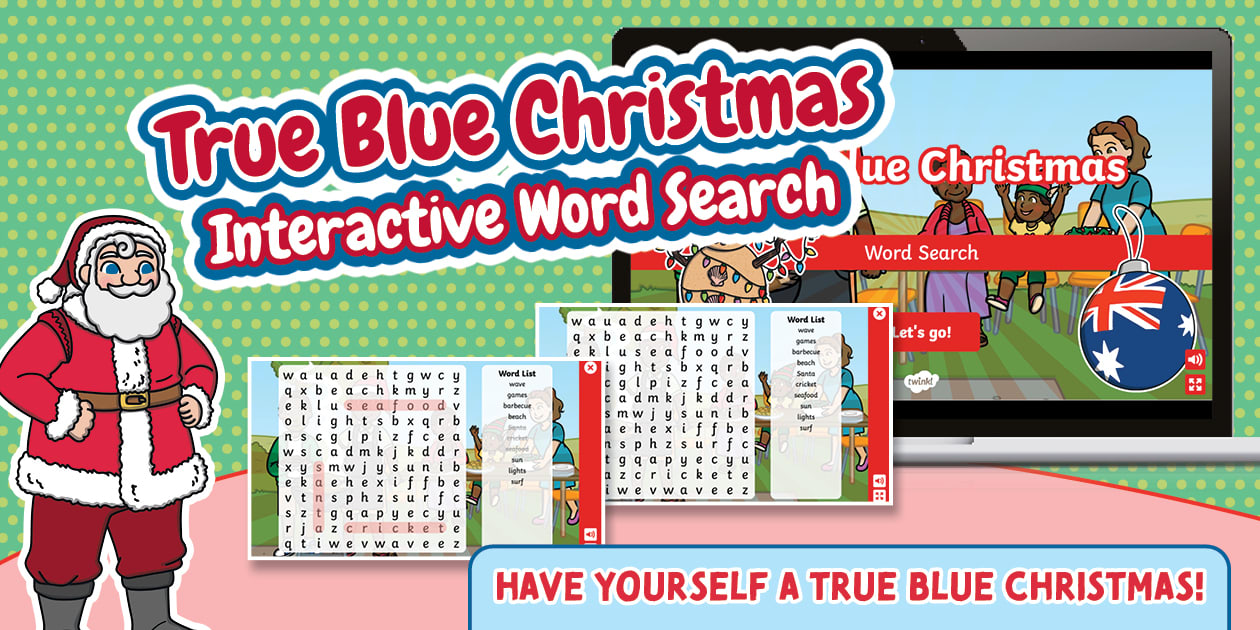 True Blue Christmas Interactive Word Search