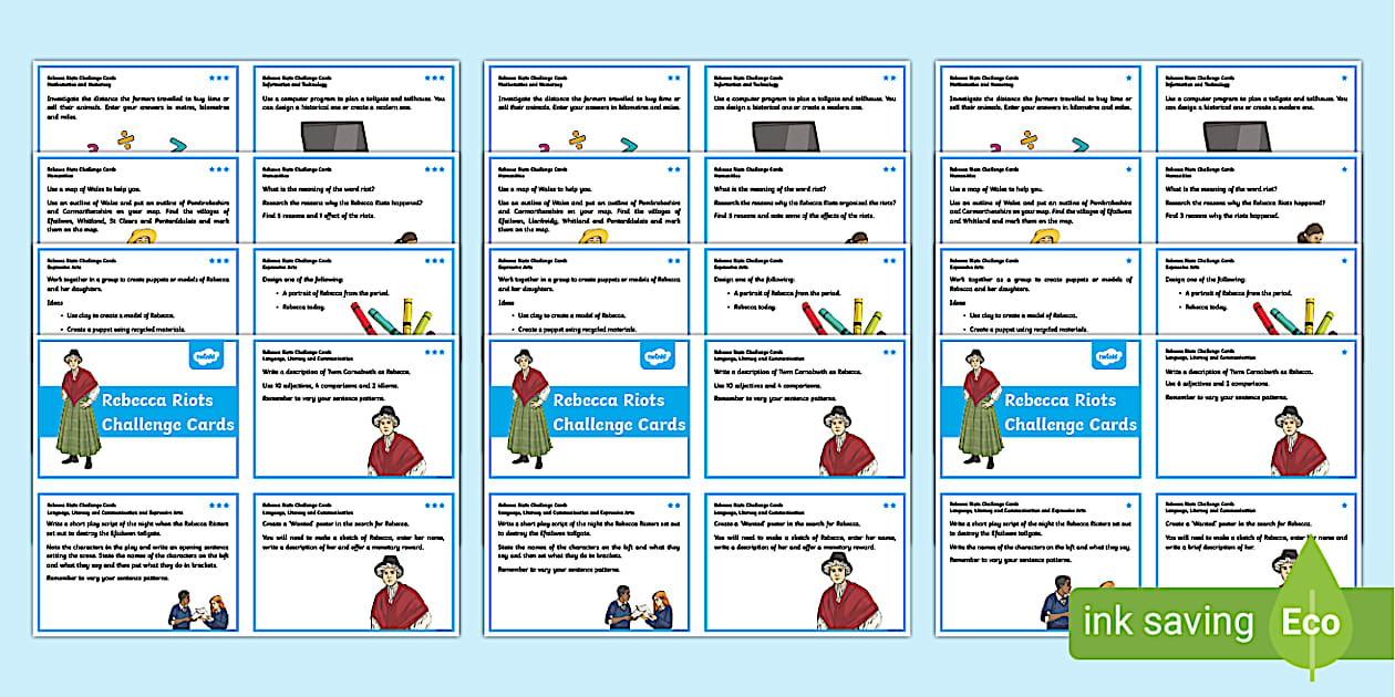 Rebecca Riots Challenge Cards (teacher made) - Twinkl