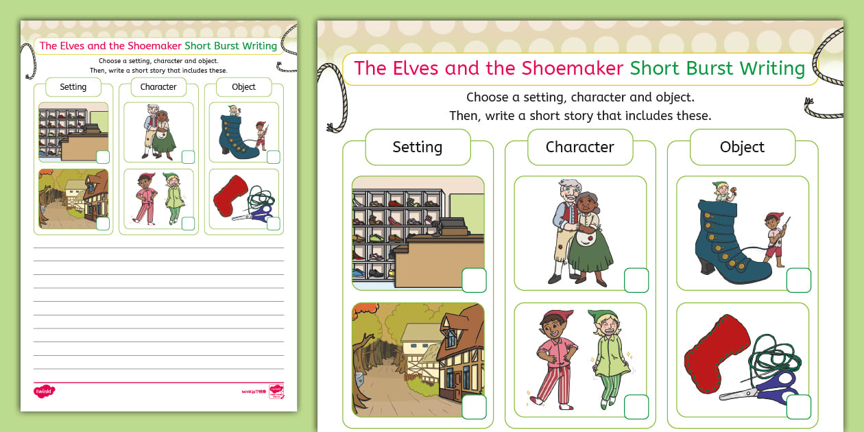 The Elves and the Shoemaker Short Burst Writing - Twinkl