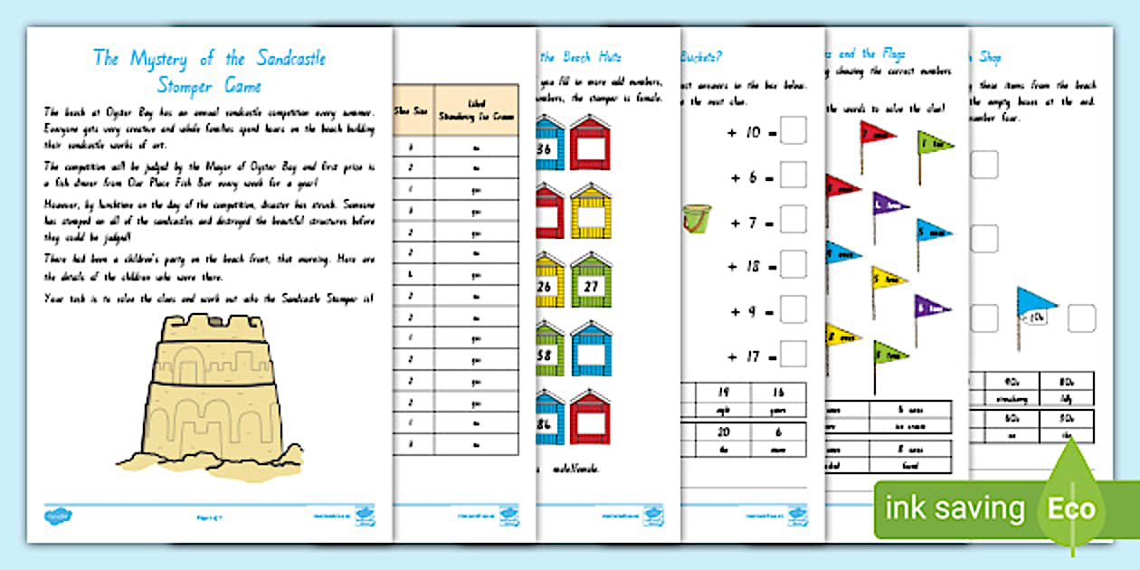 The Sandcastle Stomper Maths Mystery Game (teacher made)