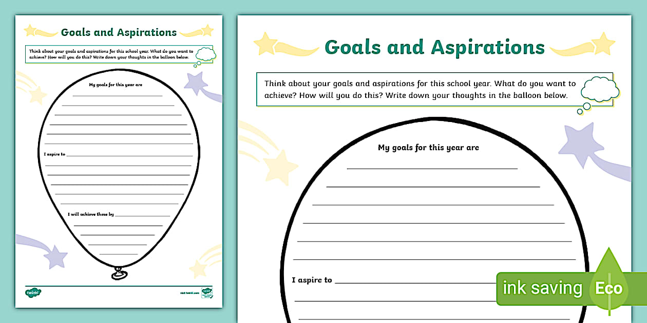 Goals and Aspirations Balloon Writing Template - Twinkl