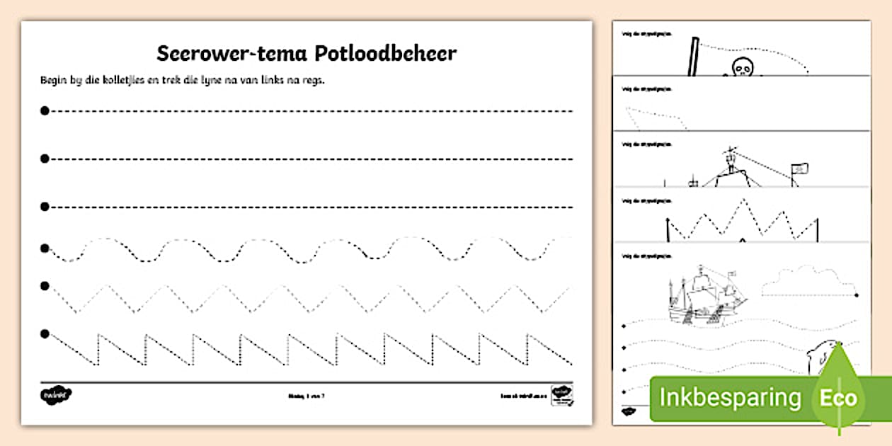 Seerower-tema Potloodbeheer Aktiwiteite (teacher made)