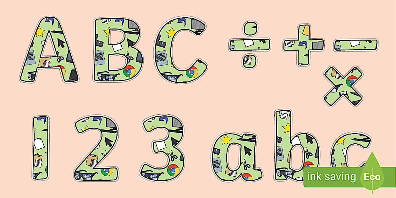 👉 Lime Computing Display Lettering, Numbers and Symbols - Twinkl