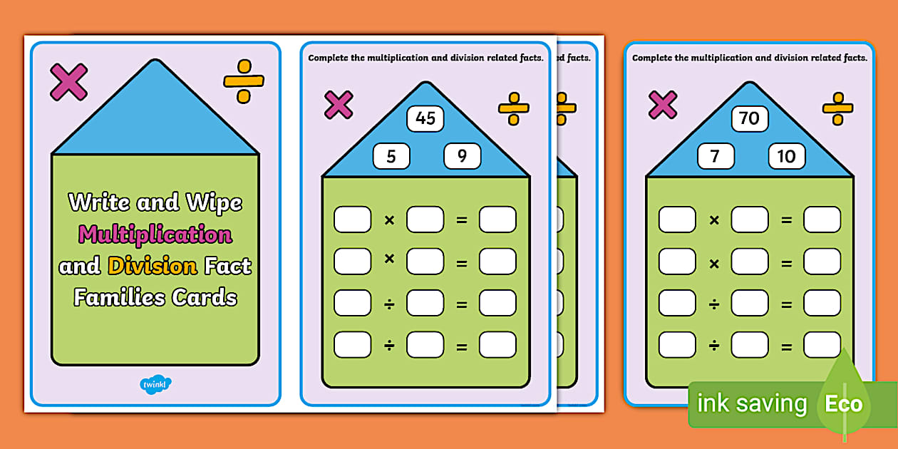 👉 Wipe Clean Fact Families Cards | Multiplication & Division