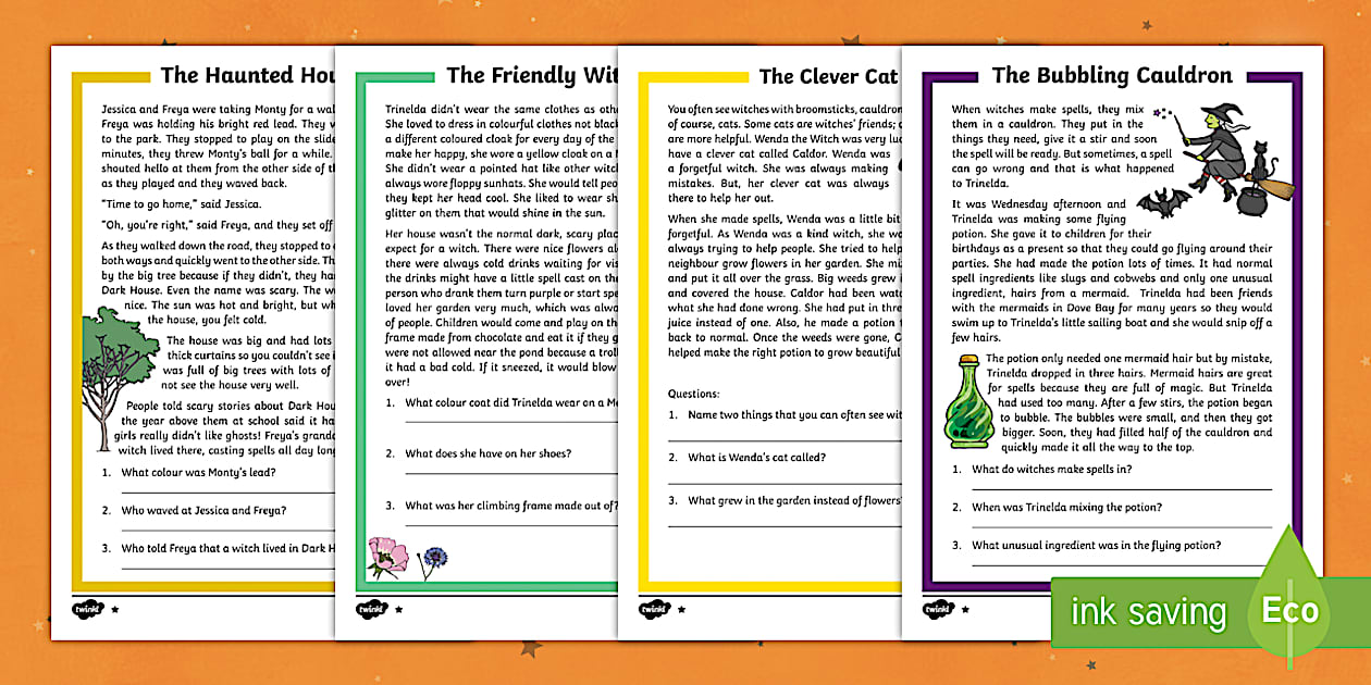 Halloween Reading Comprehension Pack in English & Portuguese