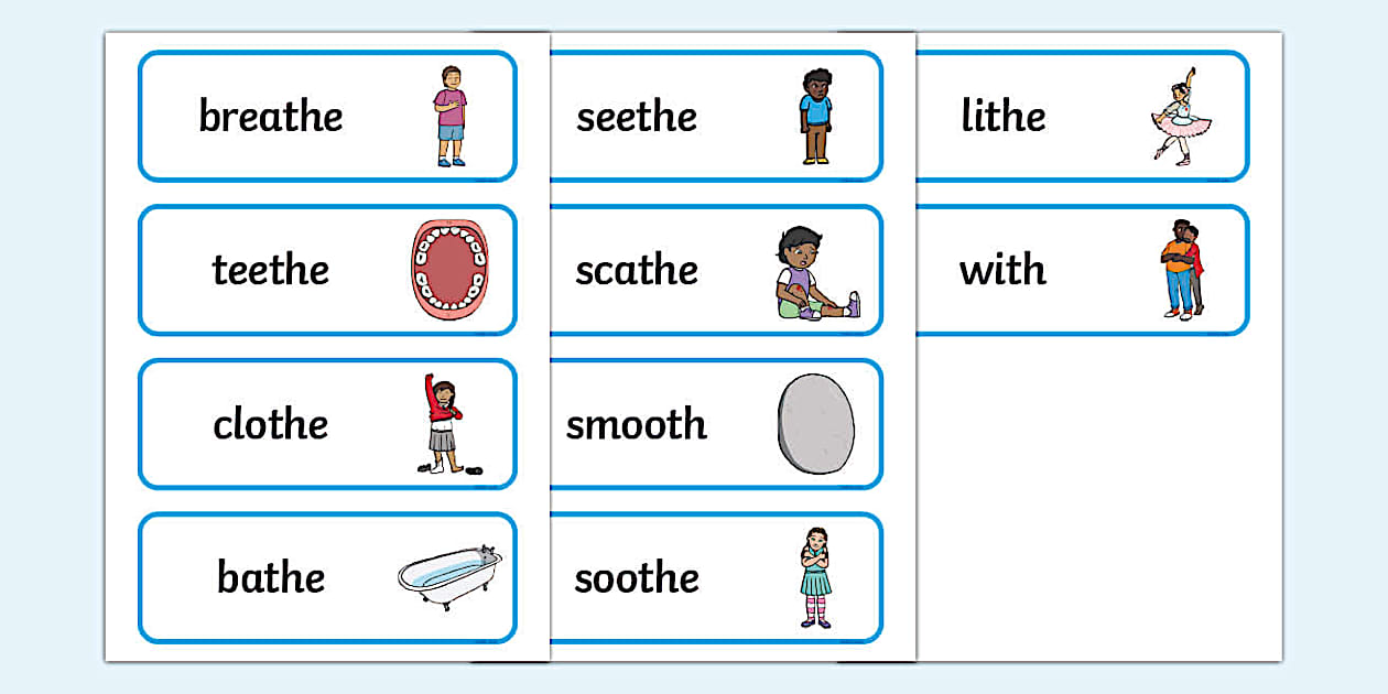 Cursive Final Voiced 'th' Sound Word Cards (professor feito)