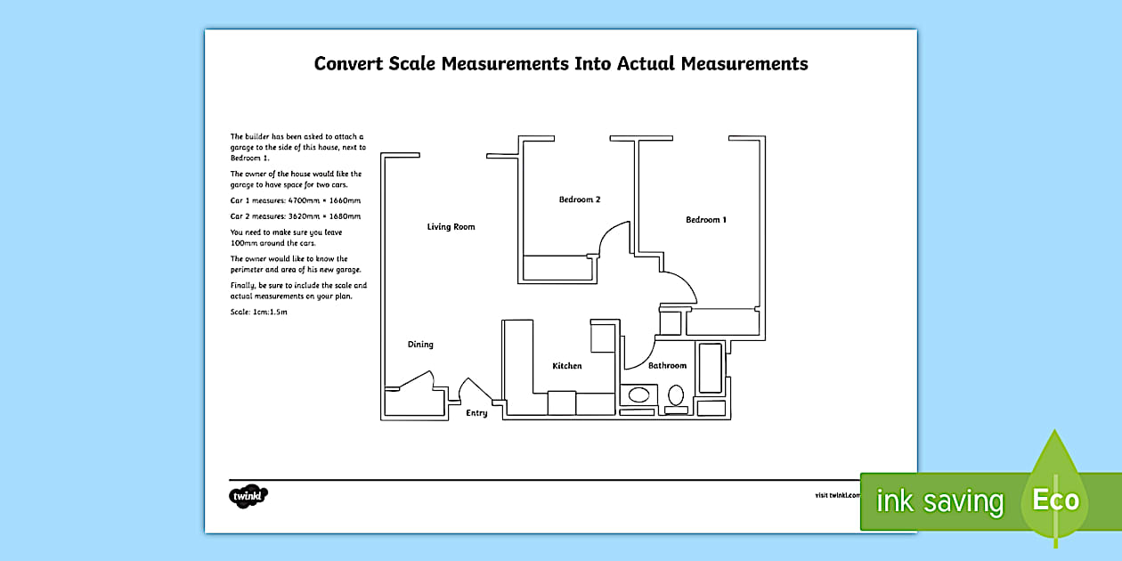 Planning a garage using scale measurements Worksheet / Worksheet