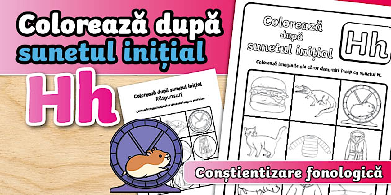 Colorează imaginile ale căror denumiri încep cu sunetul H