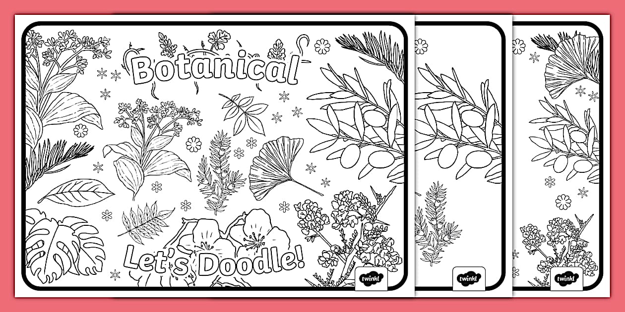 Botanical Doodle Colouring Pages (Teacher-Made) - Twinkl