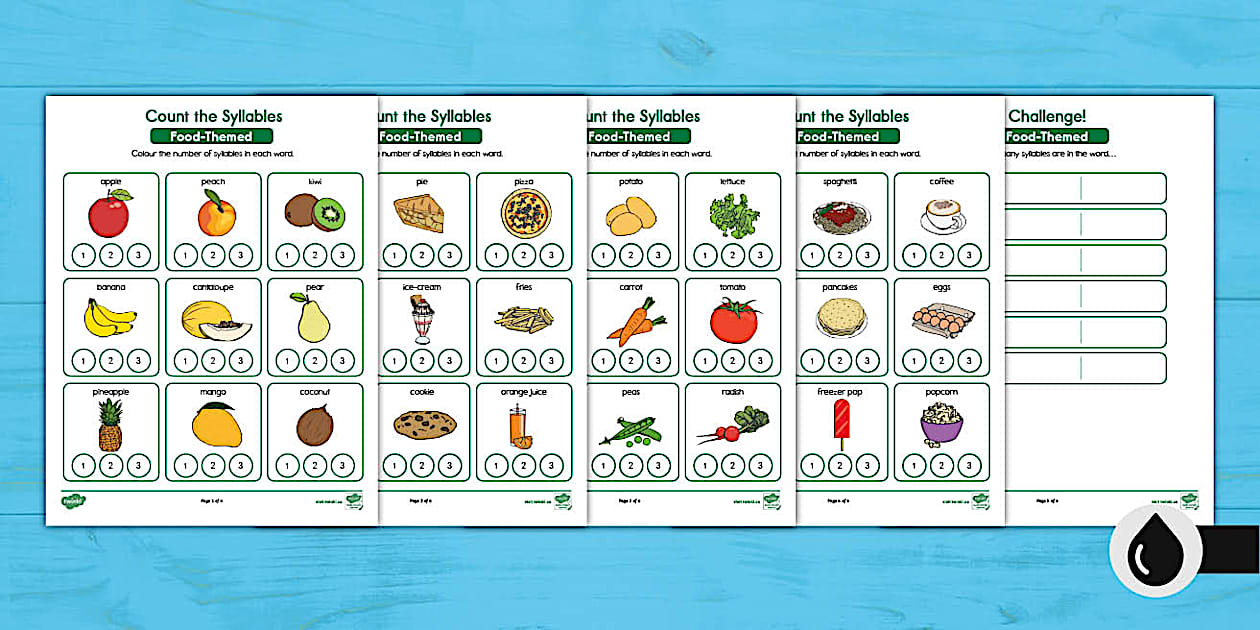 Count the Syllables Food-Themed Activity - Twinkl