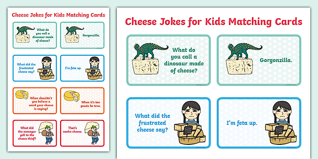 Cheese Jokes for Kids Matching Cards